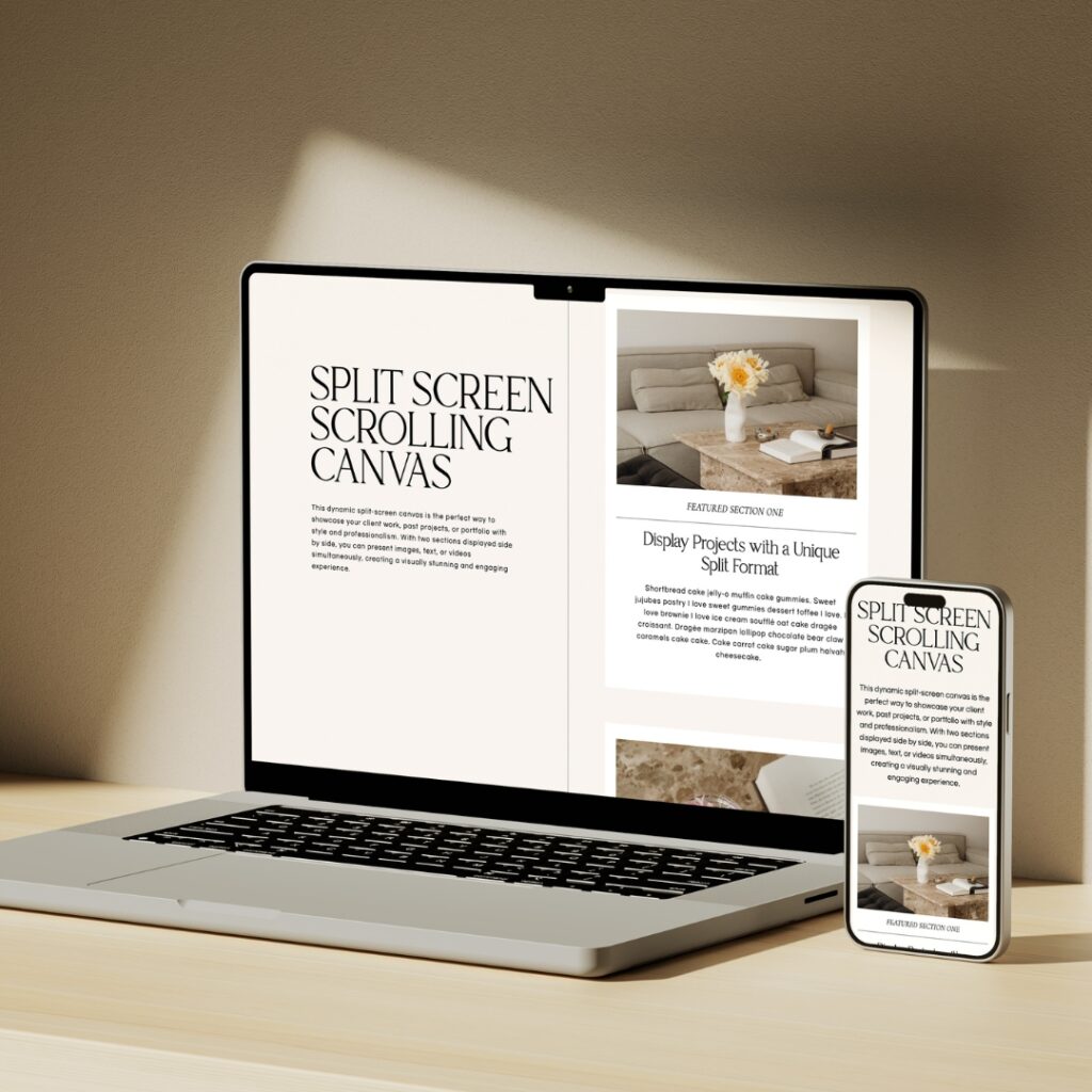 Split Screen Scrolling Canvas | Premium Showit Website Add-On