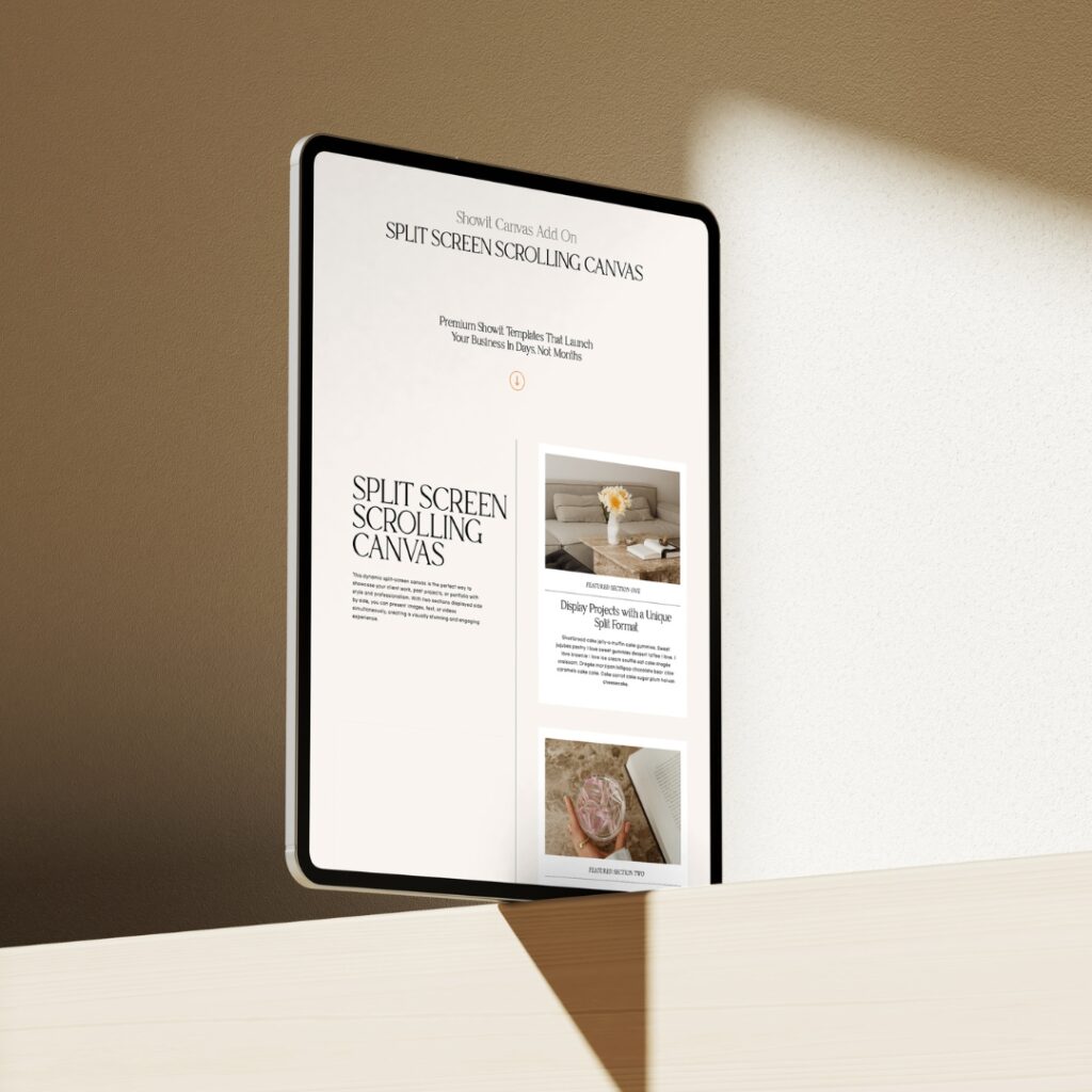 Split Screen Scrolling Canvas | Premium Showit Website Add-On